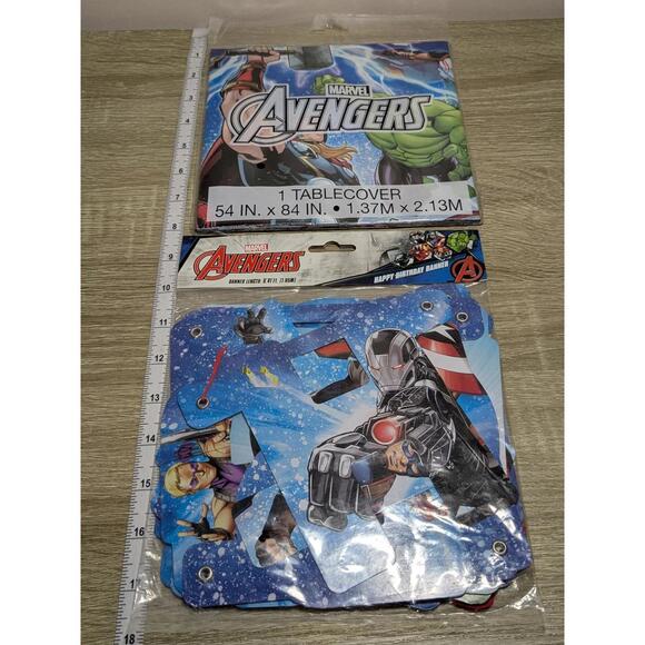 Marvel | Party Supplies | Marvel Avengers Tablecover And Happy Birthday ...